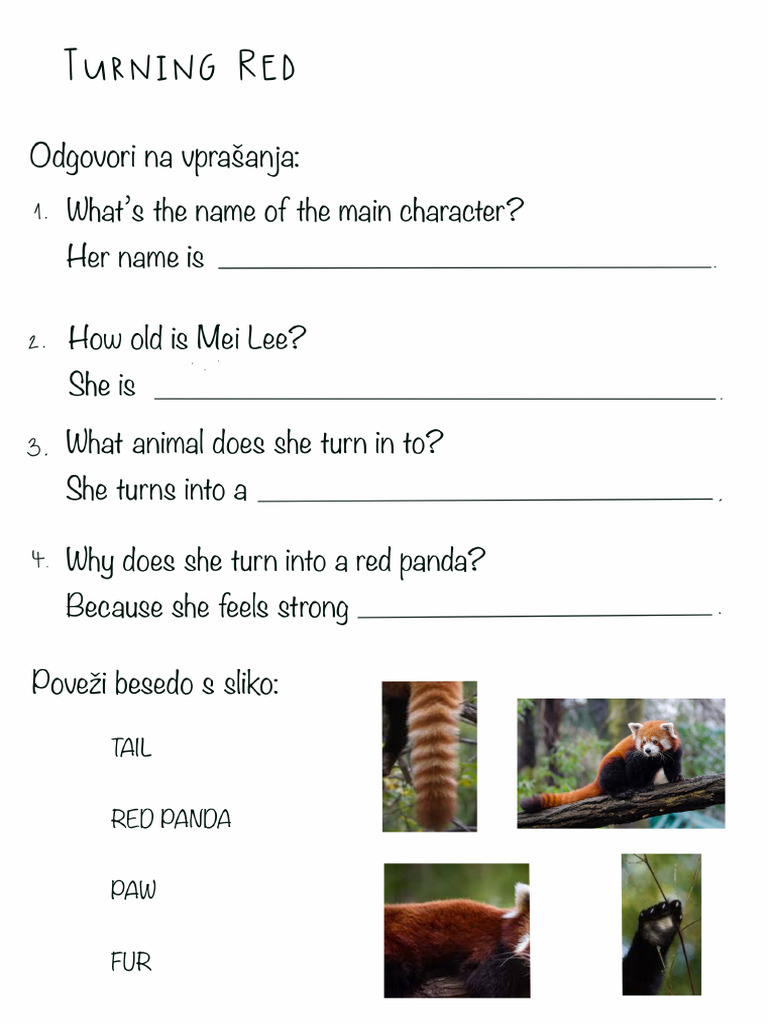 Turning Red Worksheet | PDF
