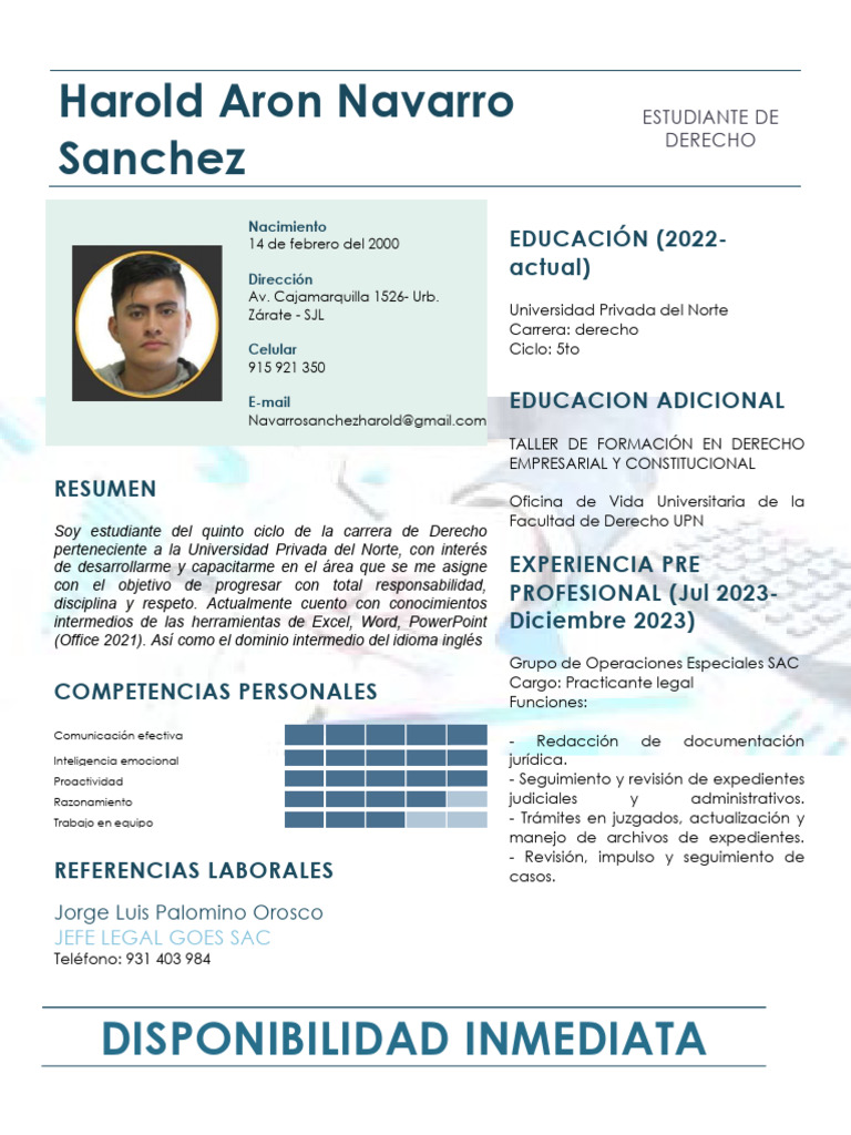 Harold Navarro: Estudiante de Derecho | PDF