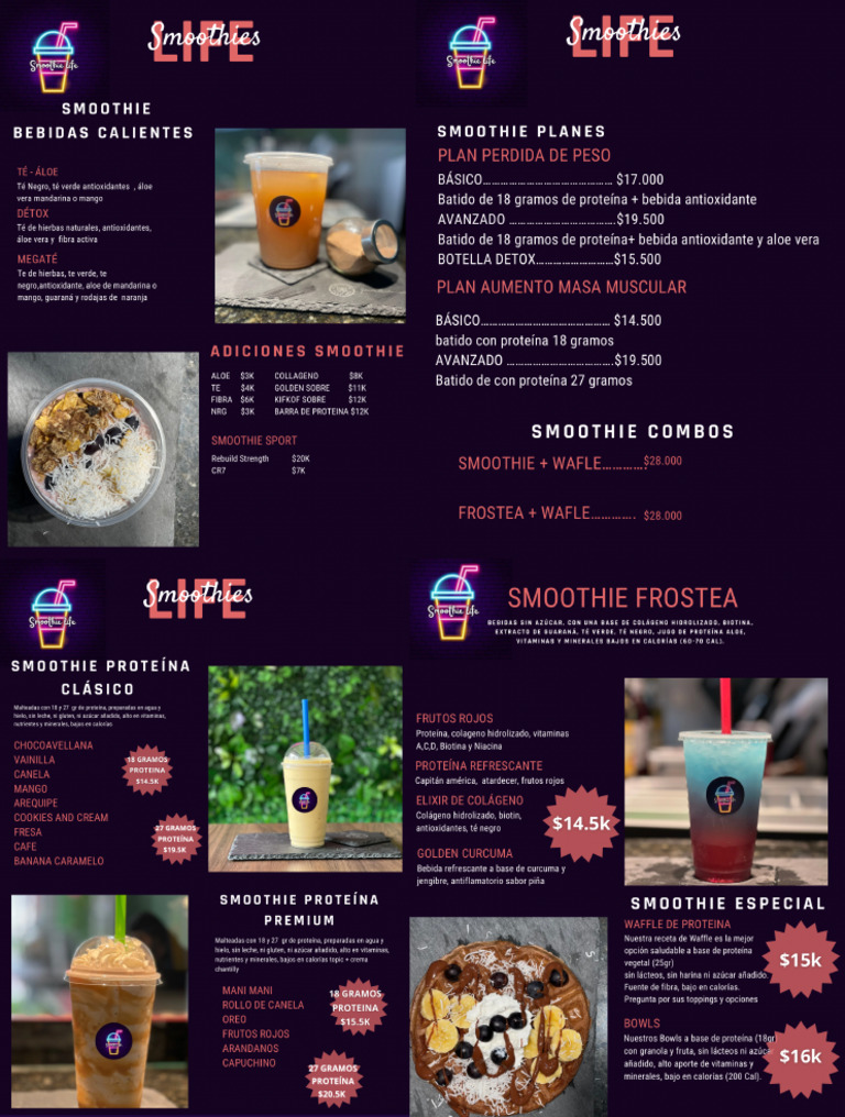 Menú Smoothie pdf | PDF