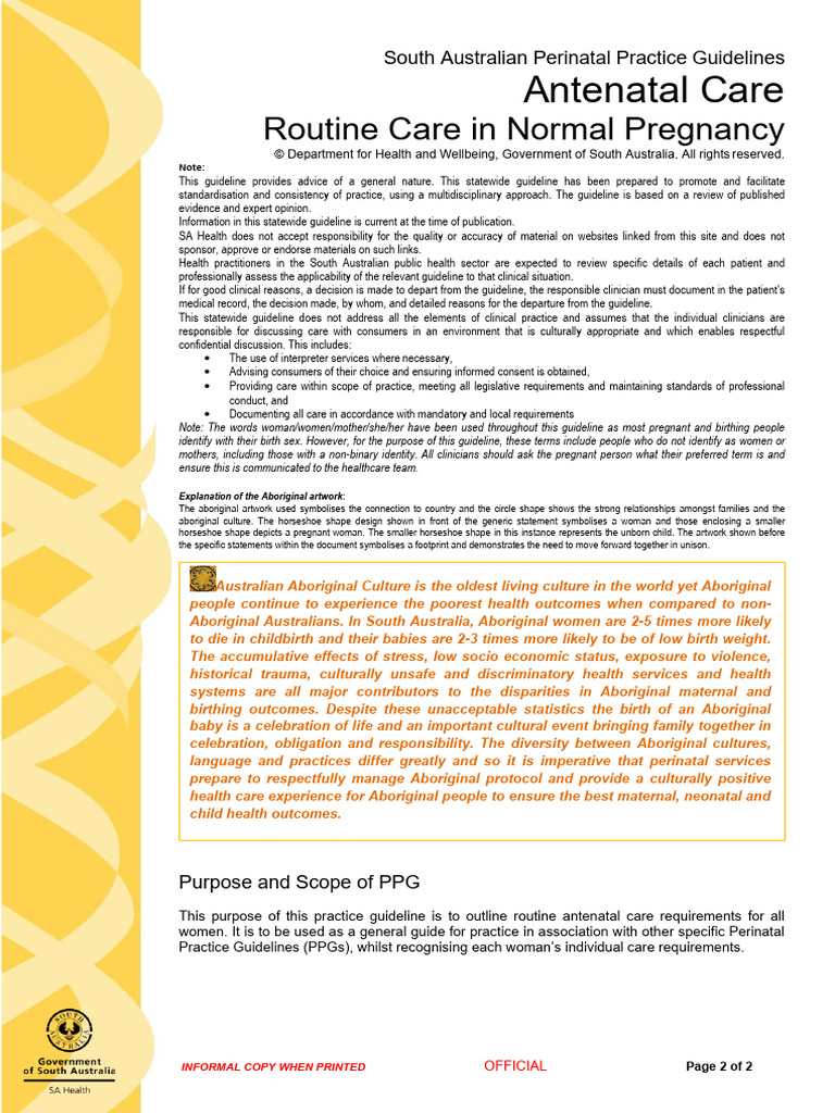 Antenatal Care Guidelines for South Australia | PDF | Midwife | Obstetrics