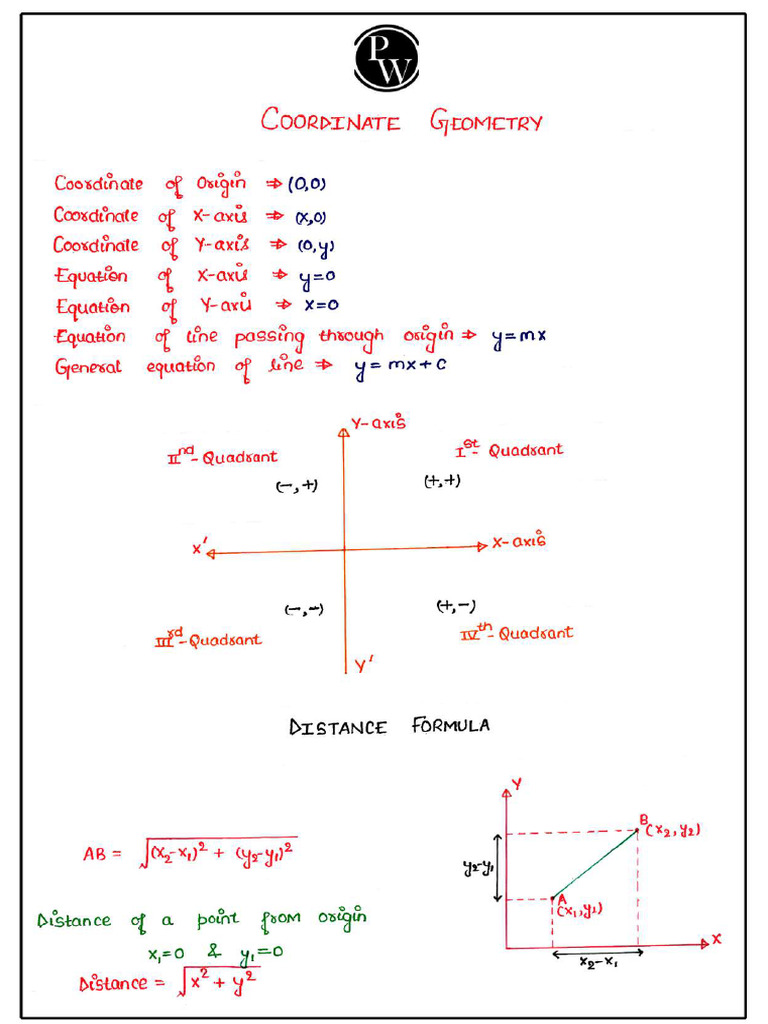 Coordinate Geometry _ Formula Notes __ WARRIOR SERIES CLASS-10TH (1) | PDF