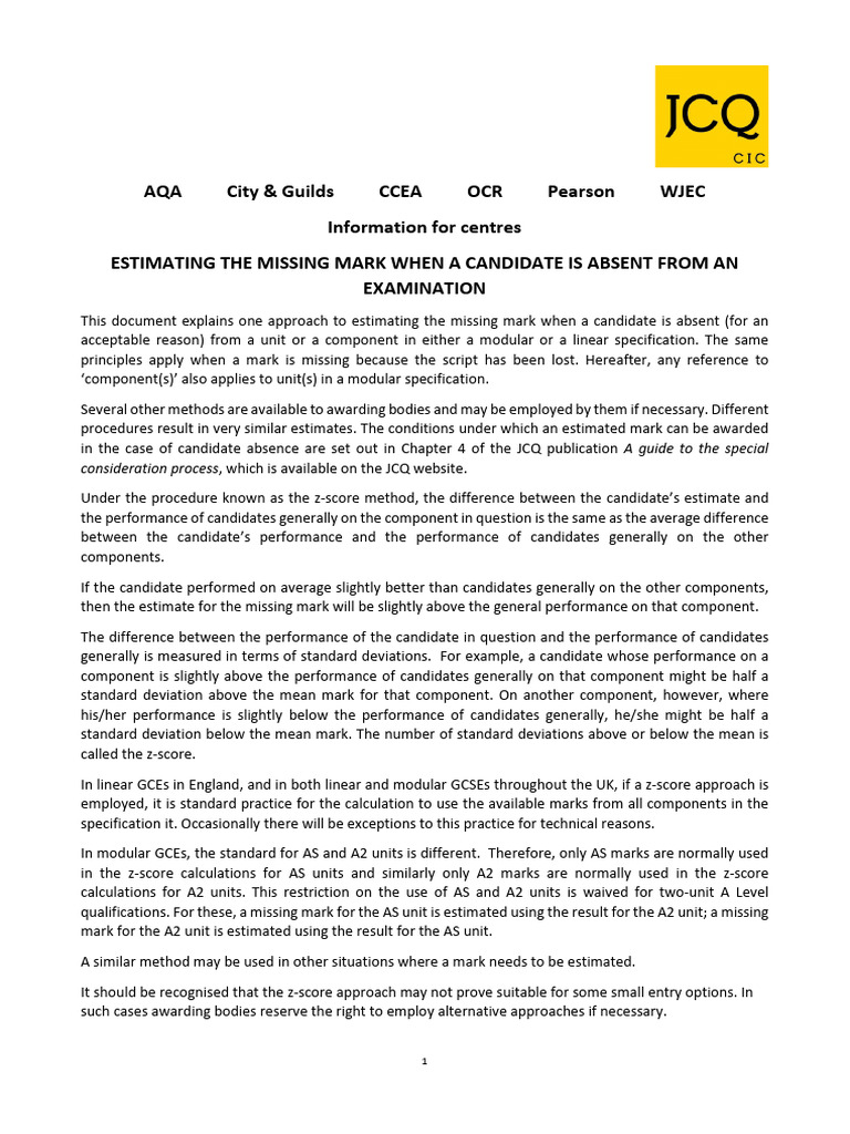Estimating Marks Guidance For Centres 06.03.19!8!1 1 Copy 1 | PDF ...