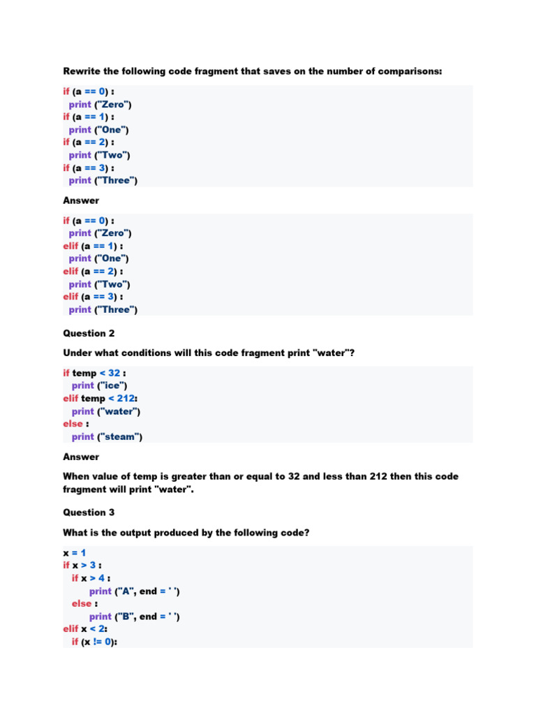 Rewrite The Following Code Fragment That Saves On The Number of ...
