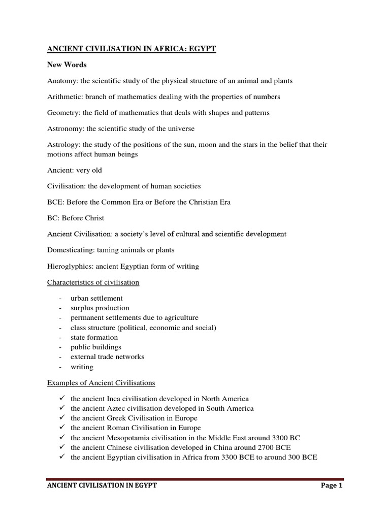Ancient Civilisation in Africa Egypt | PDF | Ancient Egypt | Egyptian ...