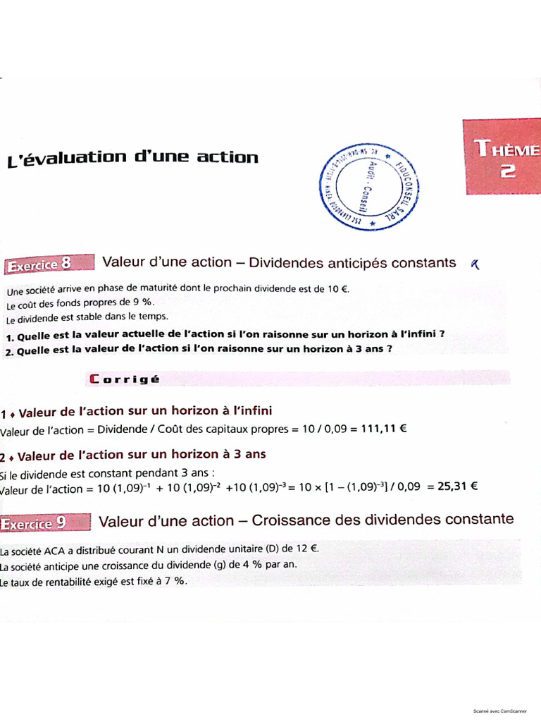 Fiches 2, 4 Et 6 Exo Corrigés | PDF