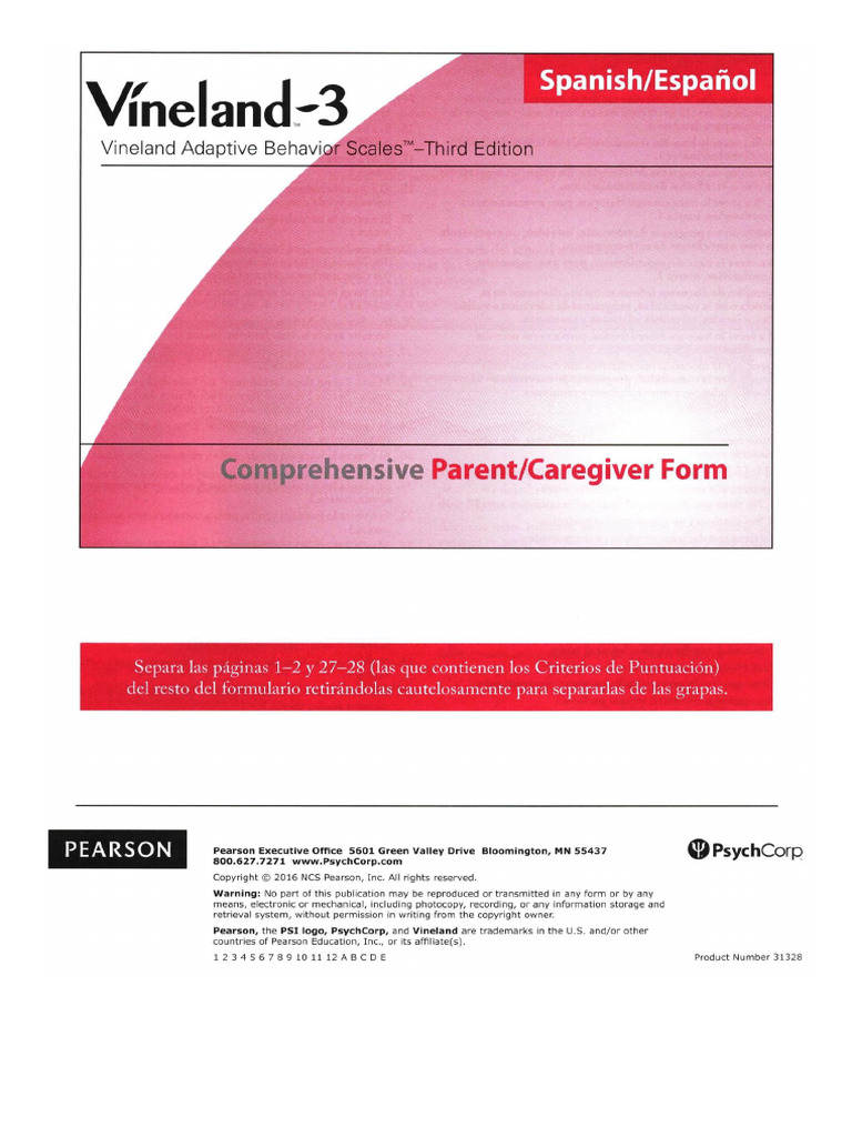 Vineland3 ParentForm Comprehensive | PDF