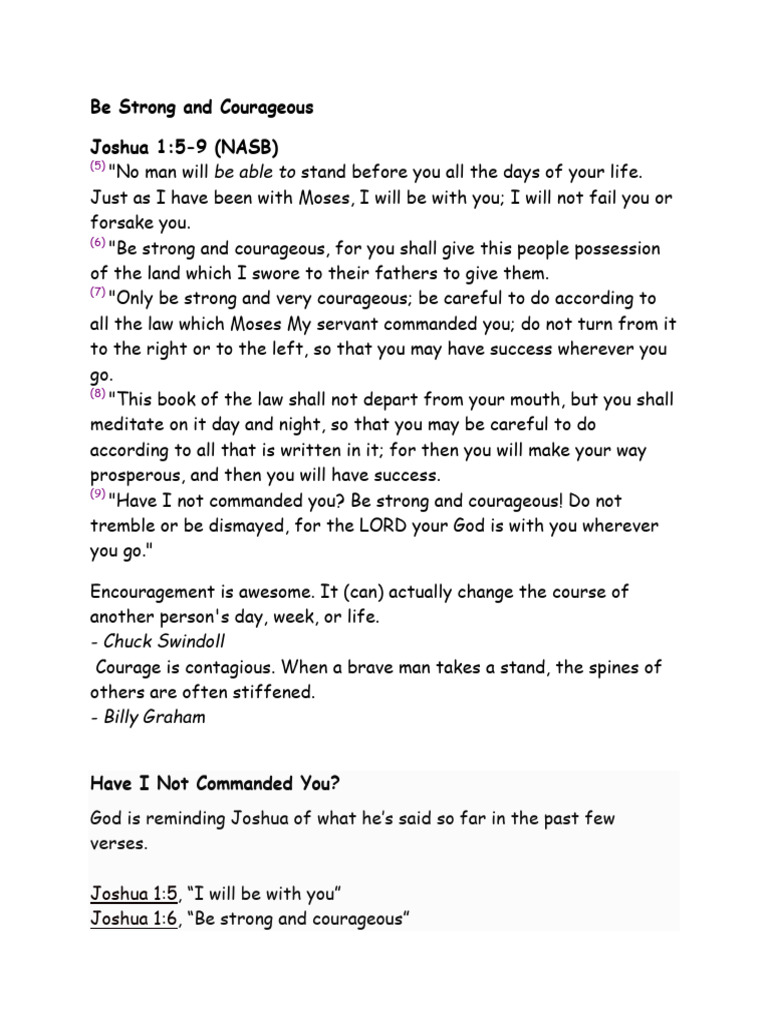 Be Strong and Courageous | PDF | Shadrach, Meshach, And Abednego | David