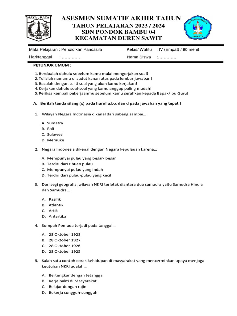 Asesmen Sumatif Akhir Tahun Pendidikan Pancasila | PDF | Ilmu Sosial | Perjalanan