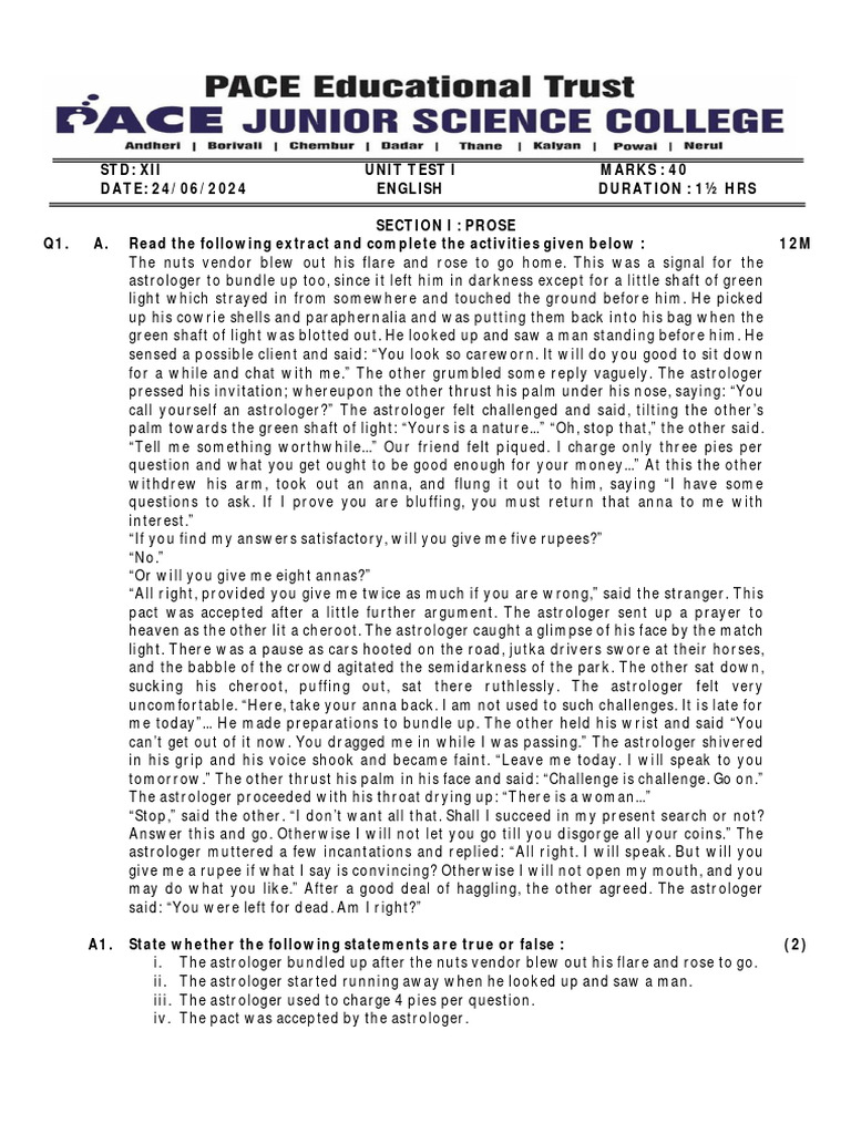 24.06.2024 12th English UT1 Exam Paper 2024 | PDF 24.06.2024 12th English UT1 Exam Paper 2024 | PDF