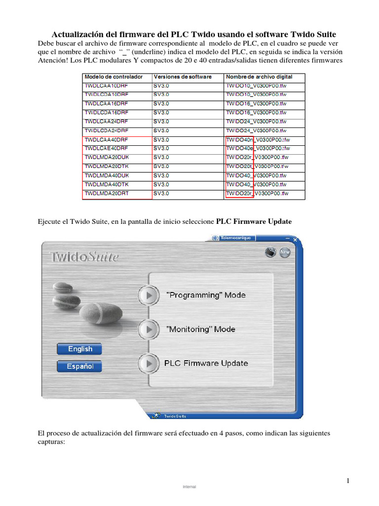 Actualizacion Del Firmware Del PLC Twido Usando El Software Twido Suite | PDF | Controlador ...