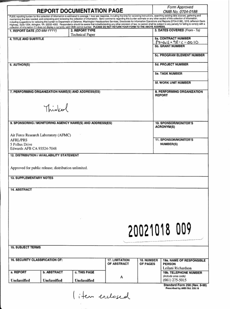 DTIC ADA407278 - Synthetic Directions in New Energetic Materials For ...