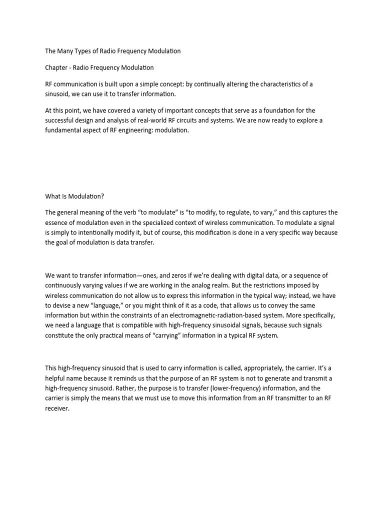 Good Stuff - The Many Types of Radio Frequency Modulation | PDF | Frequency Modulation | Modulation