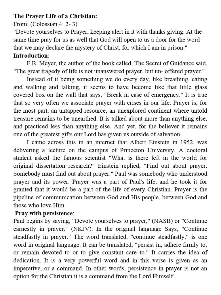 The Power of Persistent Prayer | PDF | Prayer | Intercession