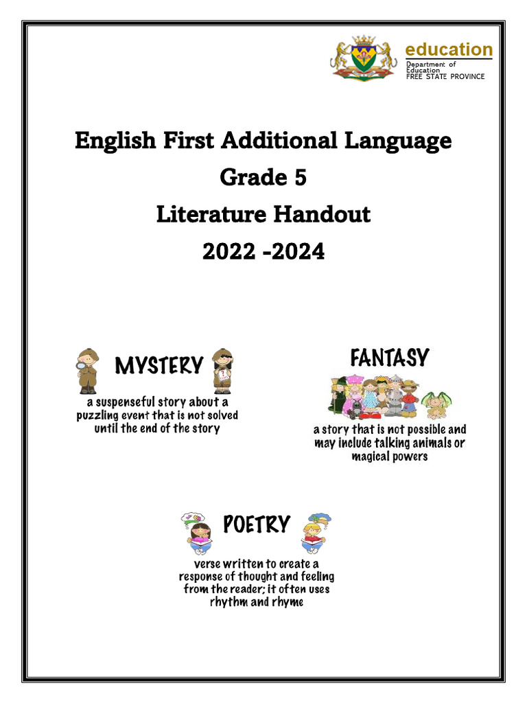 Grade 5 EFAL Literature Handout 2024 | PDF | Robin Hood | Poetry