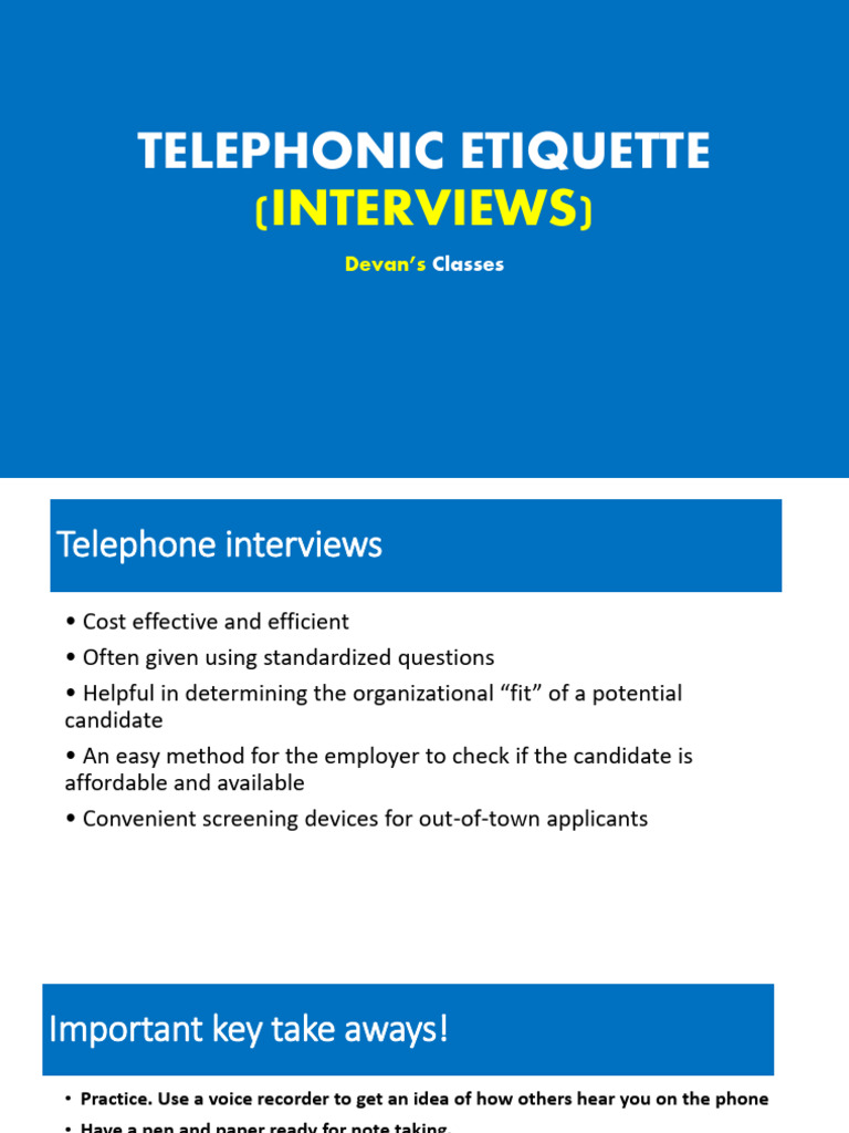Telephonic Etiquette (Interviews) | PDF | Career & Growth | Language ...