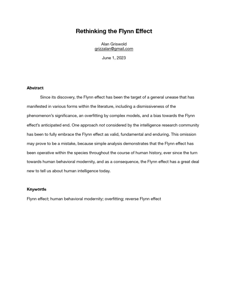 Rethinking the Flynn Effect June 01 2023 | PDF | Intelligence Quotient ...