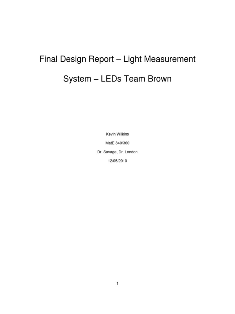 Final Design Report - Light Measurement System - Leds Team Brown | PDF ...