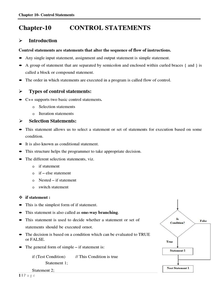 Control Statements NOTES | PDF | Control Flow | Computer Engineering
