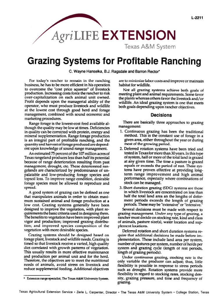 Effective Grazing Systems for Ranching | PDF | Grazing | Livestock