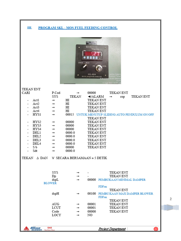 PROGRAM SKL - MOS Fuel Feeding Control | PDF