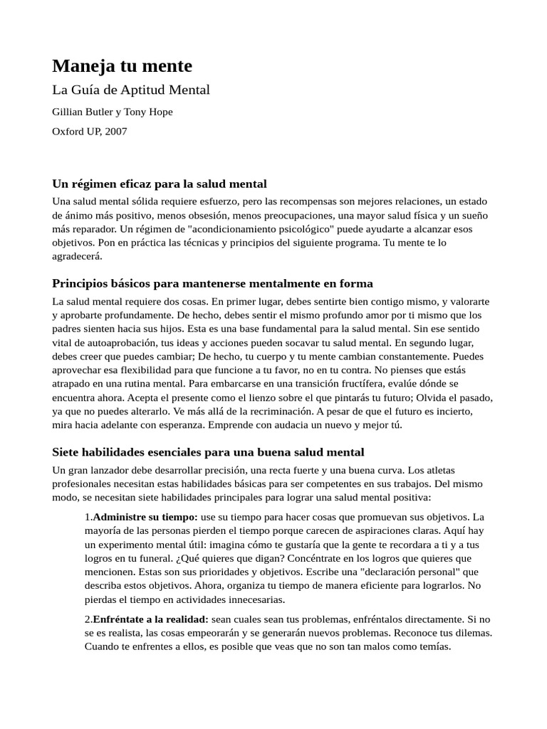 Maneja+Tu+Mente+ +Gillian+Butler+y+Tony+Hope | PDF | Trauma psicólogico ...
