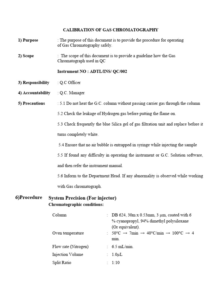 Calibration of GC | PDF | Gas Chromatography | Laboratory Techniques
