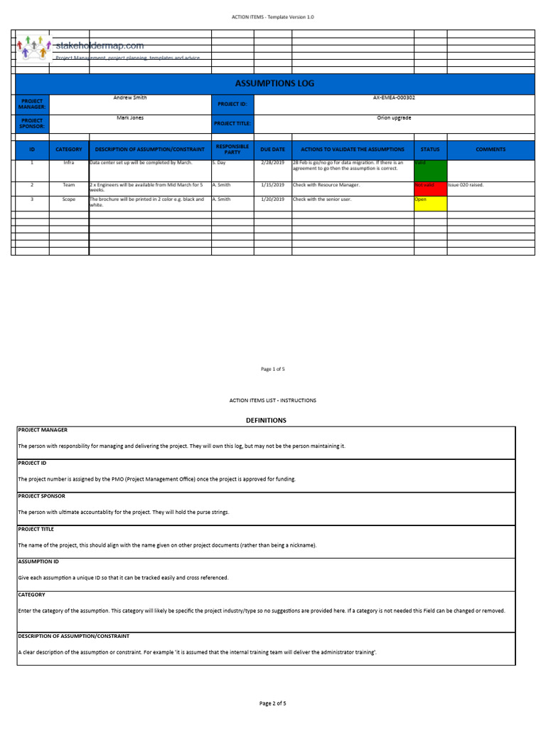 Project Assumptions Template | PDF | Software Engineering | Information Technology