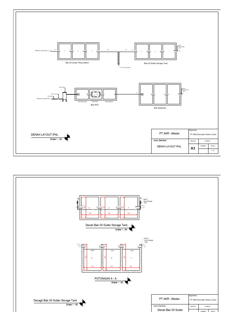 PT AKR - Medan Denah Layout Ipal: Bak Oil Gutter Storage Tank Bak Oil ...