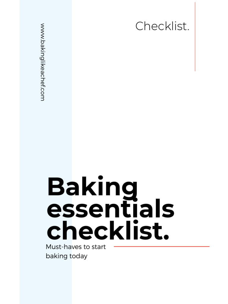 baking essentials checklist | PDF | Cakes | Baking