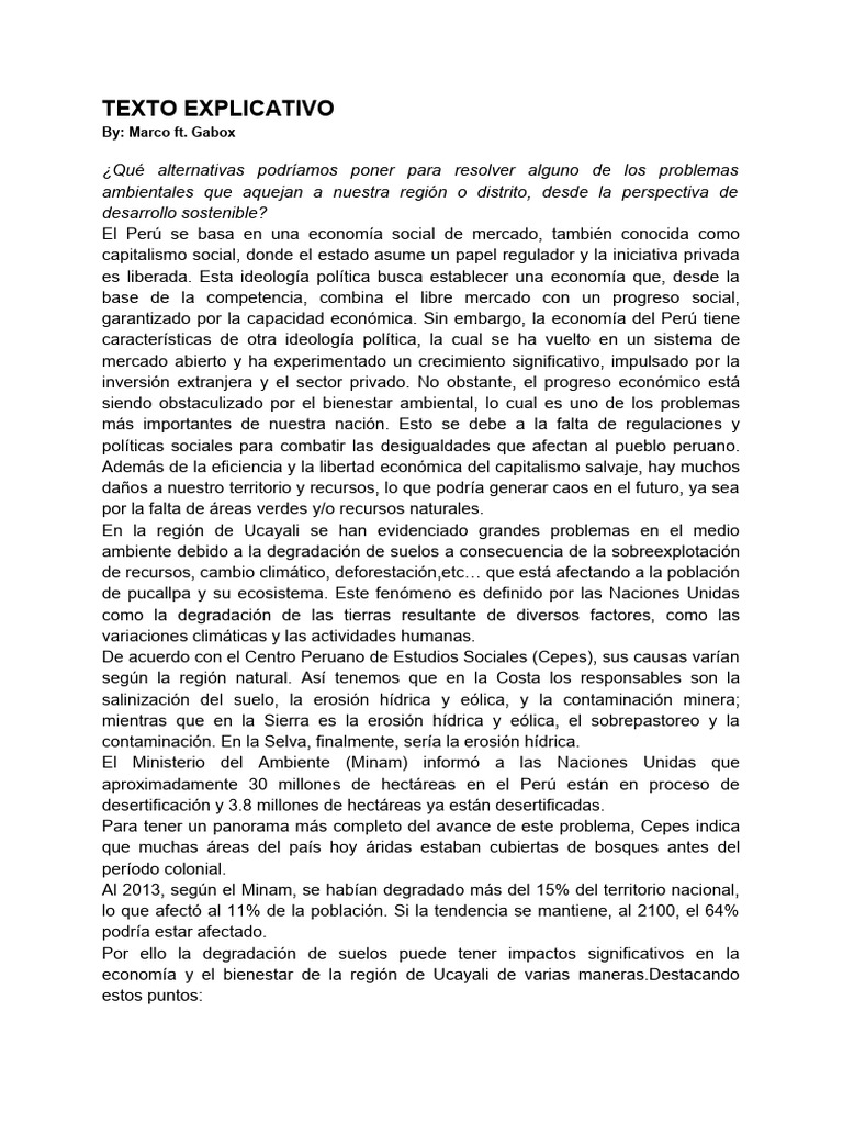 Texto Explicativo | PDF | Degradación ambiental | Agricultura