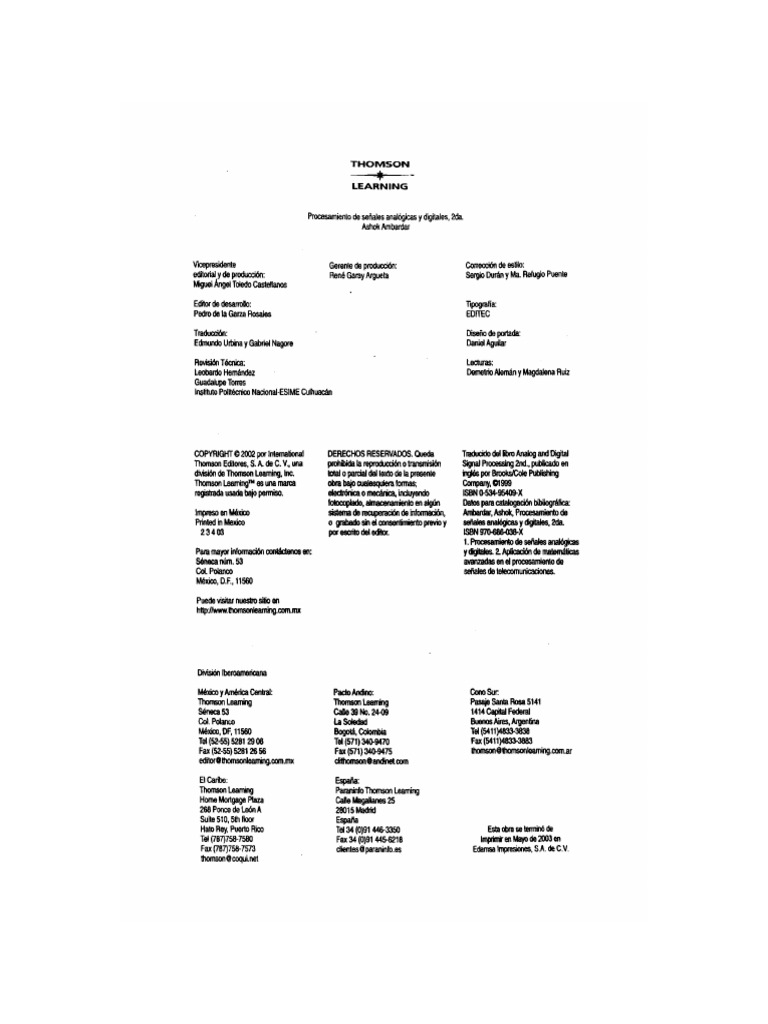 Ambardar, A-Procesamiento de Senales Analogicas y Digitales-2ed | PDF