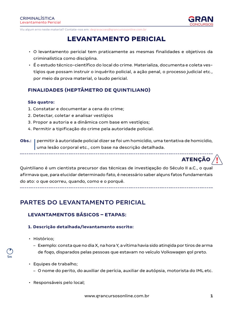 Levantamento Pericial | PDF | Testemunha especializada