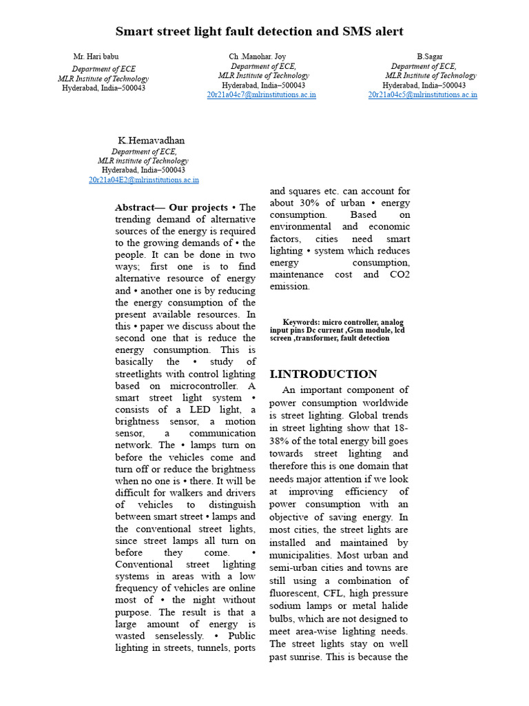 Sagar Project | PDF | Street Light | Energy Conservation