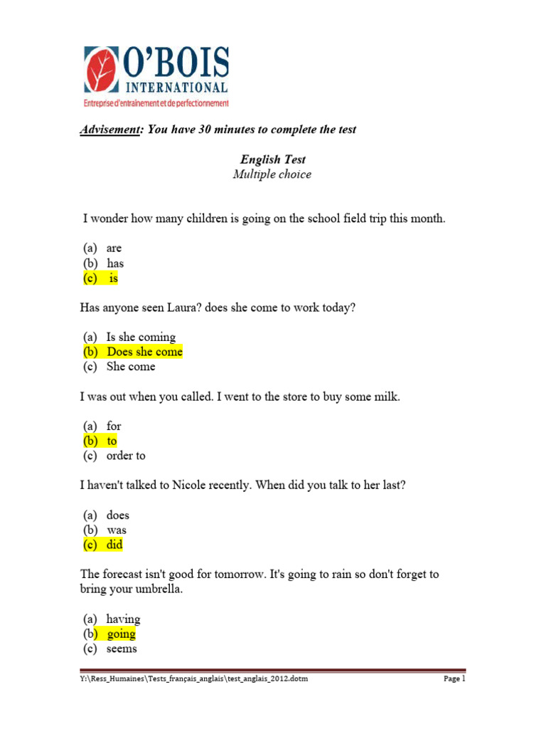 2023_Test anglais_(V. 2023) | PDF