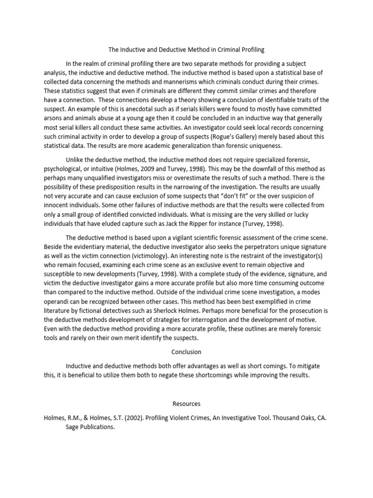 The Inductive and Deductive Method | PDF | Offender Profiling ...