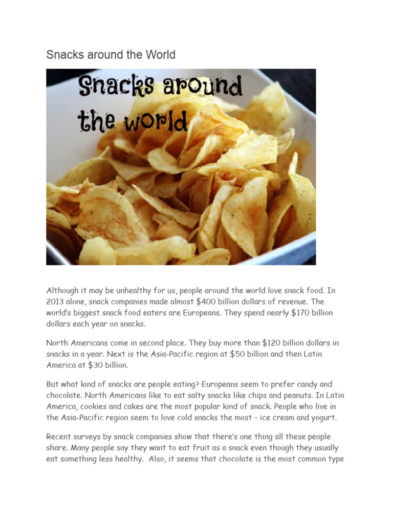 Snacks Around The World - B | PDF | Wellness | Lifestyle