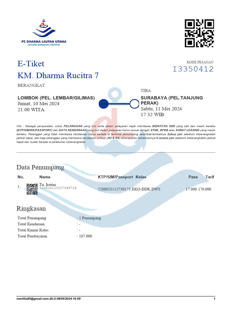 Tiket Kapal Laut | PDF