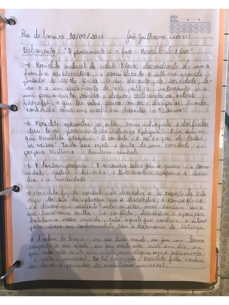 Resumo Do Texto O Pensamento E O Fogo De Heráclito De éfeso Pdf