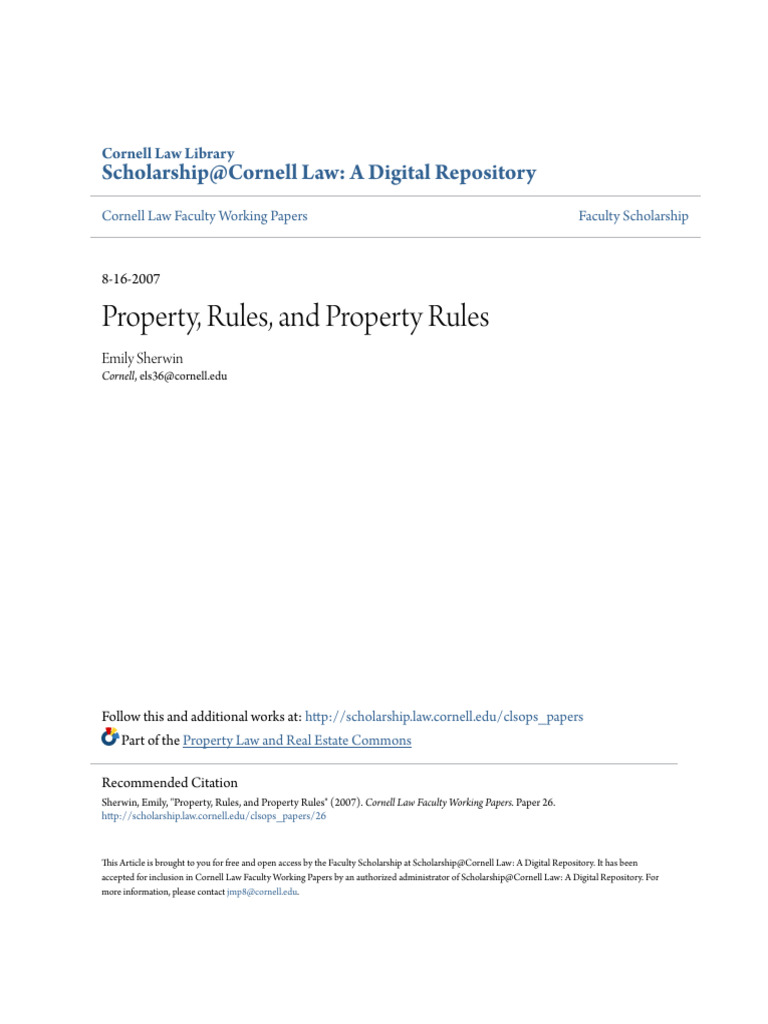 SHERWIN, Emily - Property Rules and Property Rules | PDF | Legal Remedy ...