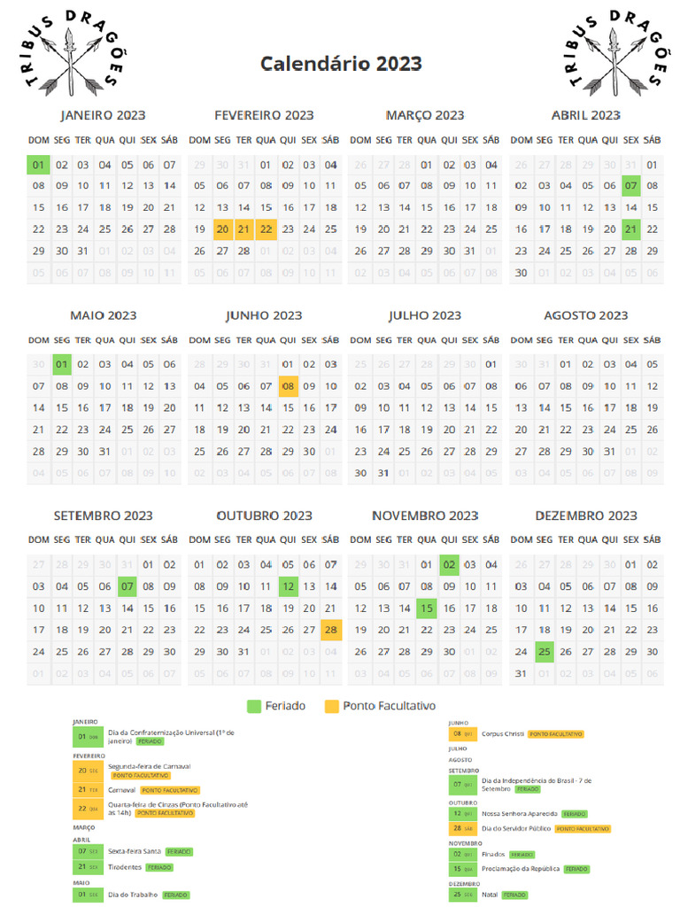 Calendário Team Tribus 2023 | PDF
