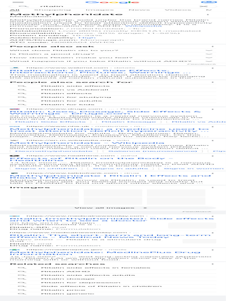 Ritalin - Google Search | PDF | Drugs Acting On The Nervous System ...