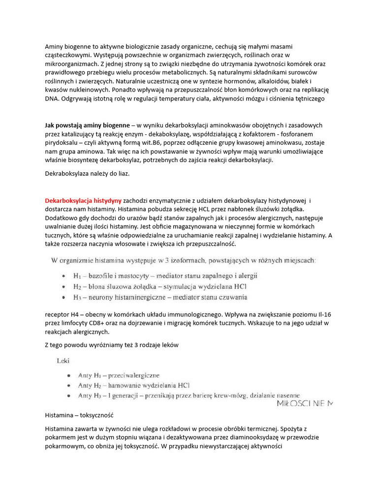 Aminy Biogenne To Aktywne Biologicznie Zasady Organiczne | PDF