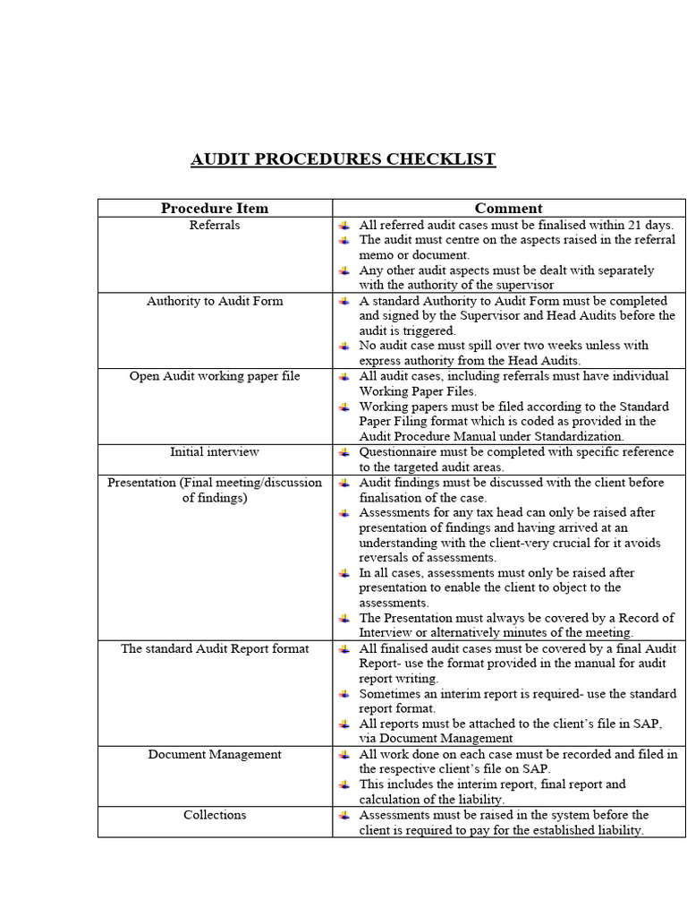 Audit Procedures Checklist Guide | PDF | Audit | Garnishment