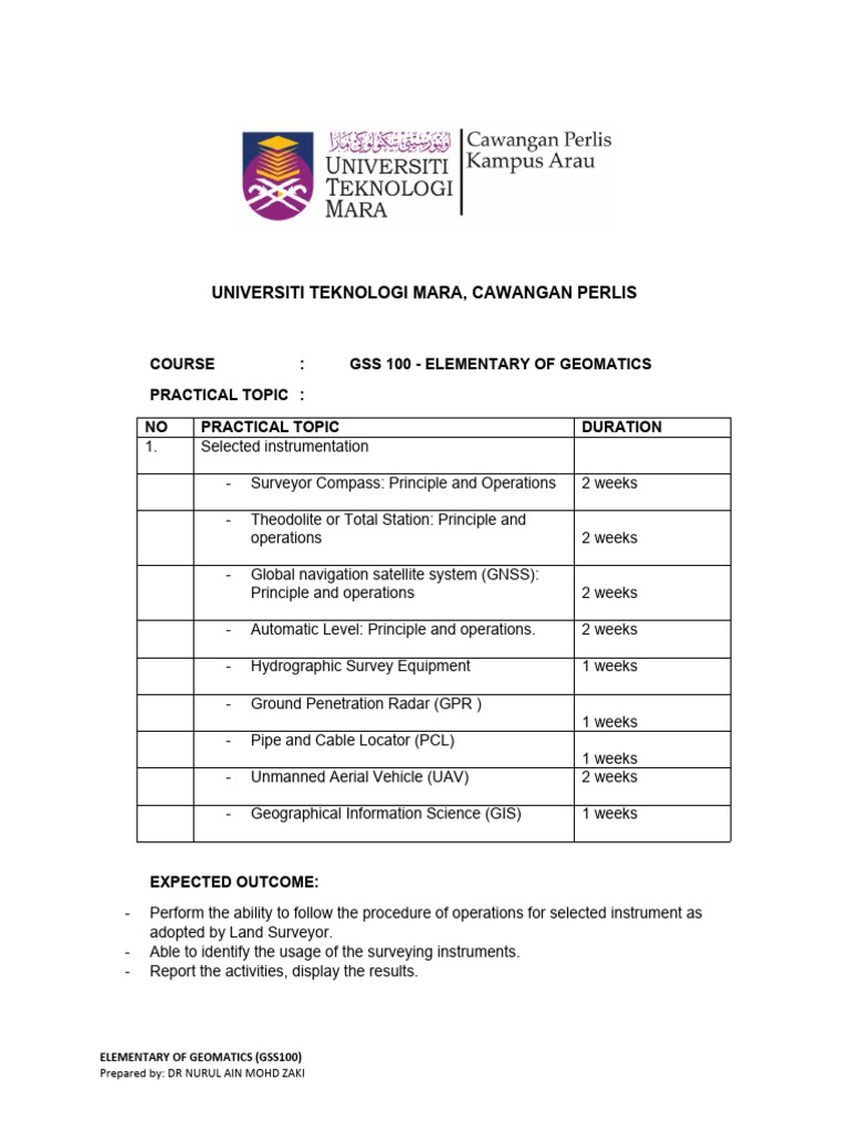 Practical Handout GSS100 | PDF | Surveying | Probability And Statistics