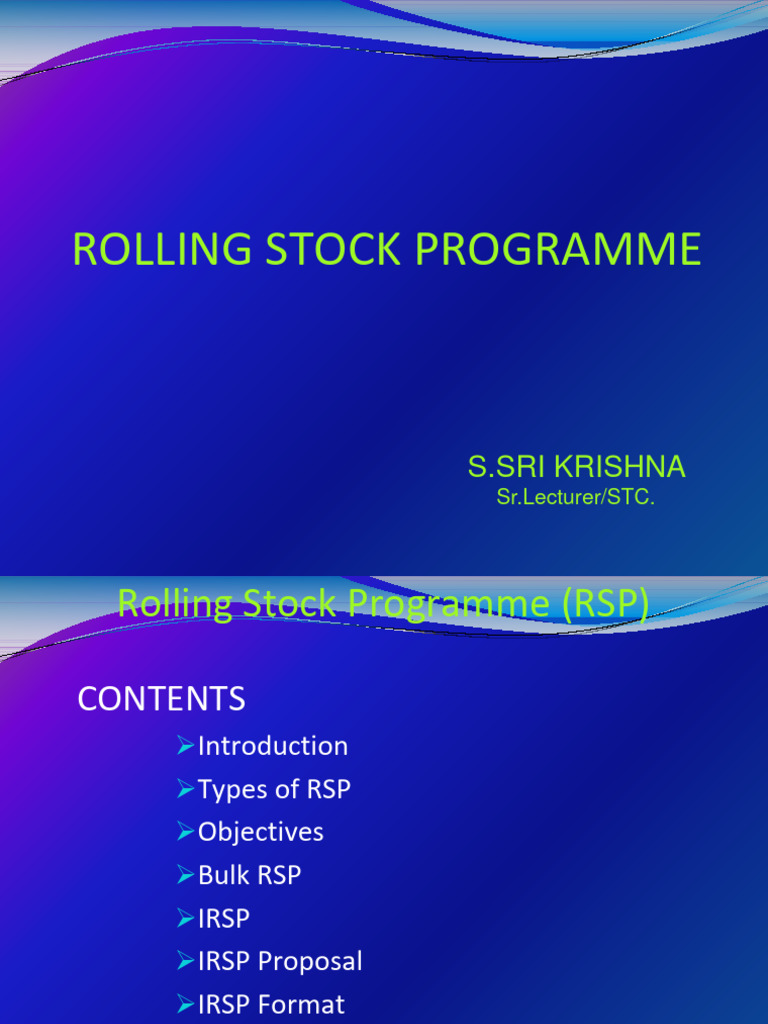 Rolling Stock Programme Overview 2025-26 | PDF | Rail Transport ...