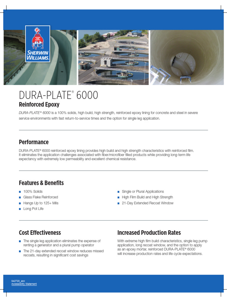 Dura Plate 6000 Sell Sheet Sheet Sherwin Williams | PDF | Epoxy | Concrete