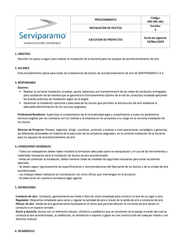 Procedimiento Instalacion de Ductos | PDF | Aire acondicionado ... Procedimiento Instalacion de Ductos | PDF | Aire acondicionado ...