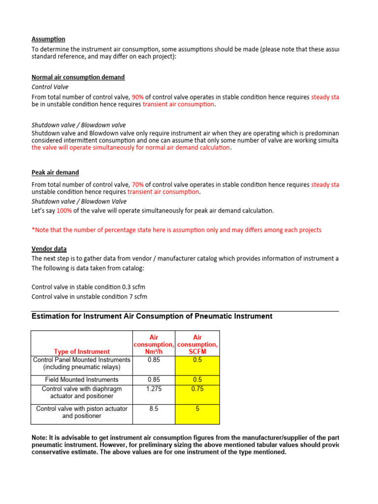 Instrument Air Consumption Calcualtion | PDF | Valve | Actuator