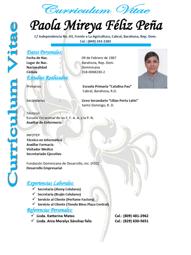 Curriculum Viae - Paola Mireya Féliz Peña | PDF