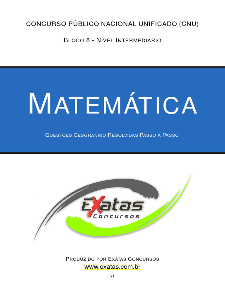 Amostra Apostila Matematica CNU Bloco8 Questoes Resolvidas Cesgranrio ...